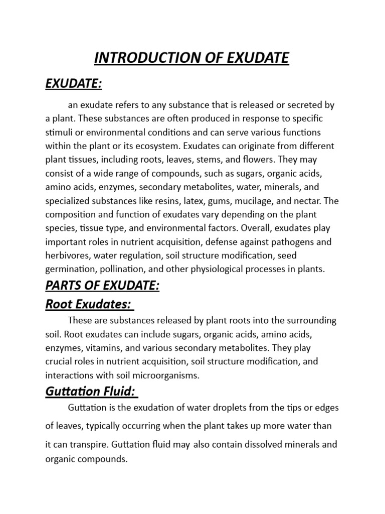 Introduction of Exudate | PDF | Plants | Root