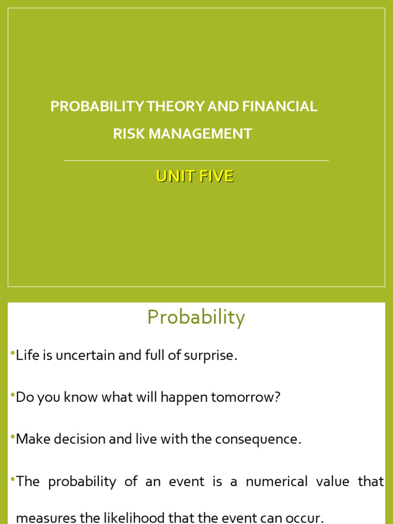 Unit 5 - Probability Theory For Financial Risk | PDF | Probability ...