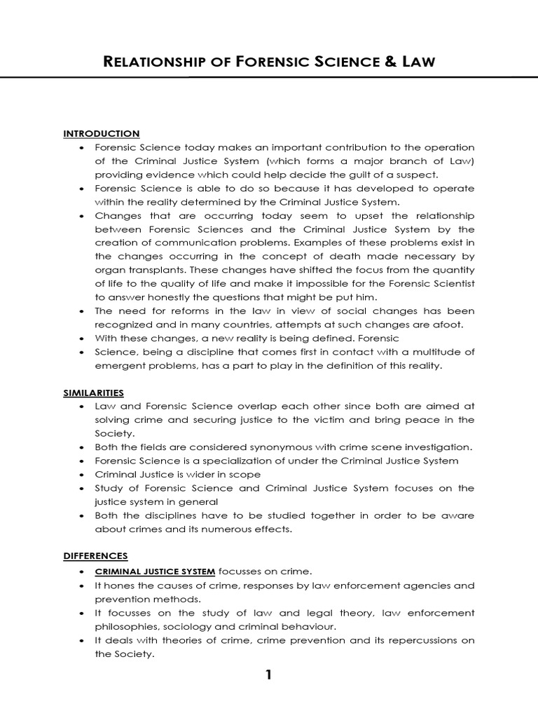Forensic Science's Role in Law | PDF | Forensic Science | Crimes