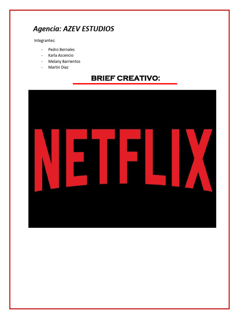 BRIEF NETFLIX | PDF | Netflix | Publicidad