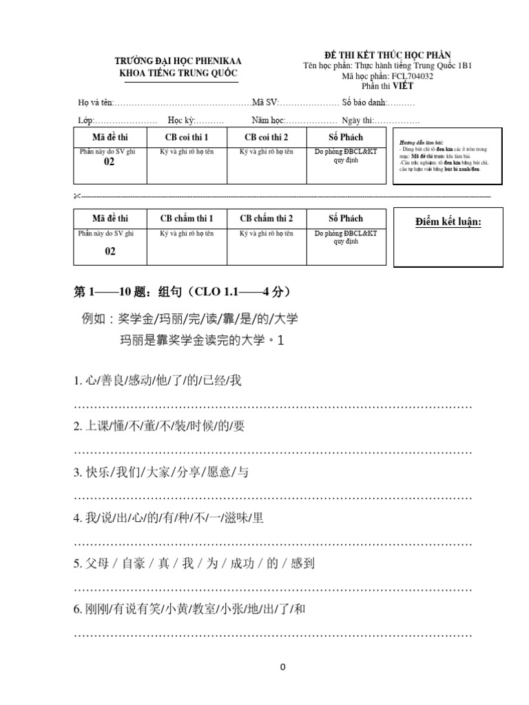 ĐỀ ÔN 1B1 VIẾT KTHP ĐÁP ÁN | PDF