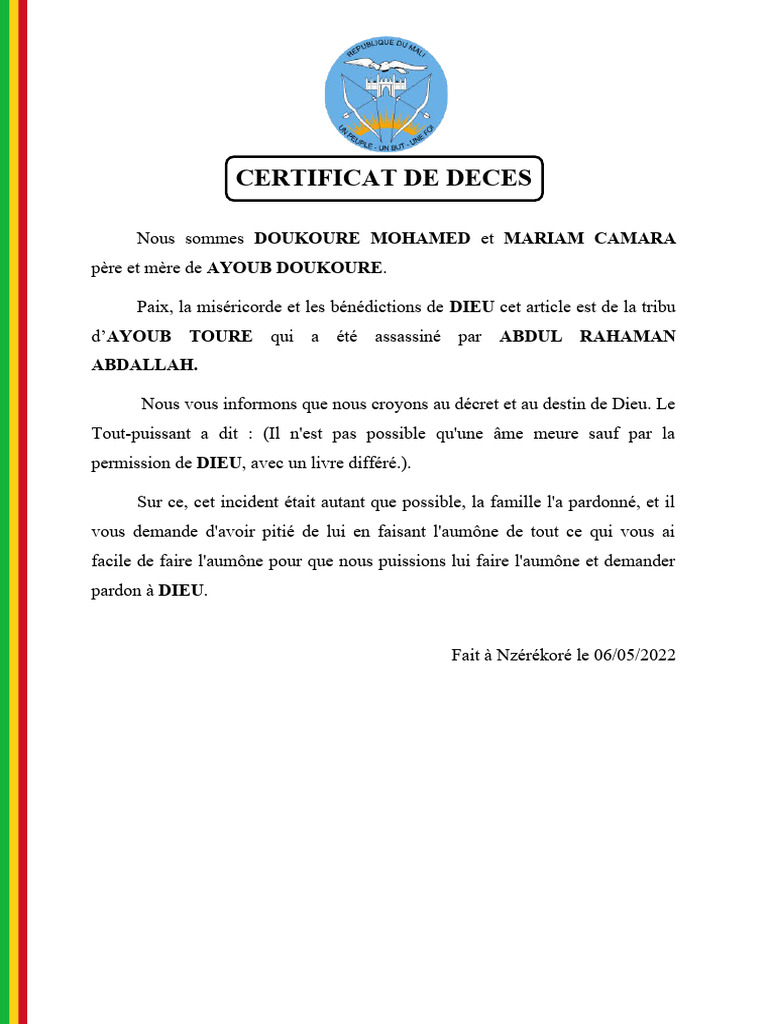 Certificat de Deces | PDF