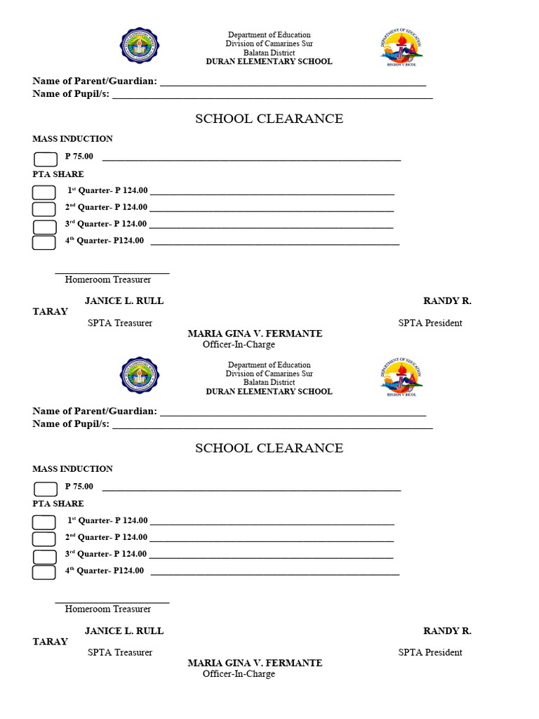 School Clearance SY 23 24 | PDF