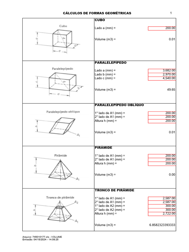 Calculos de Formas Geometrica | PDF | Geometria | Geometria Clássica