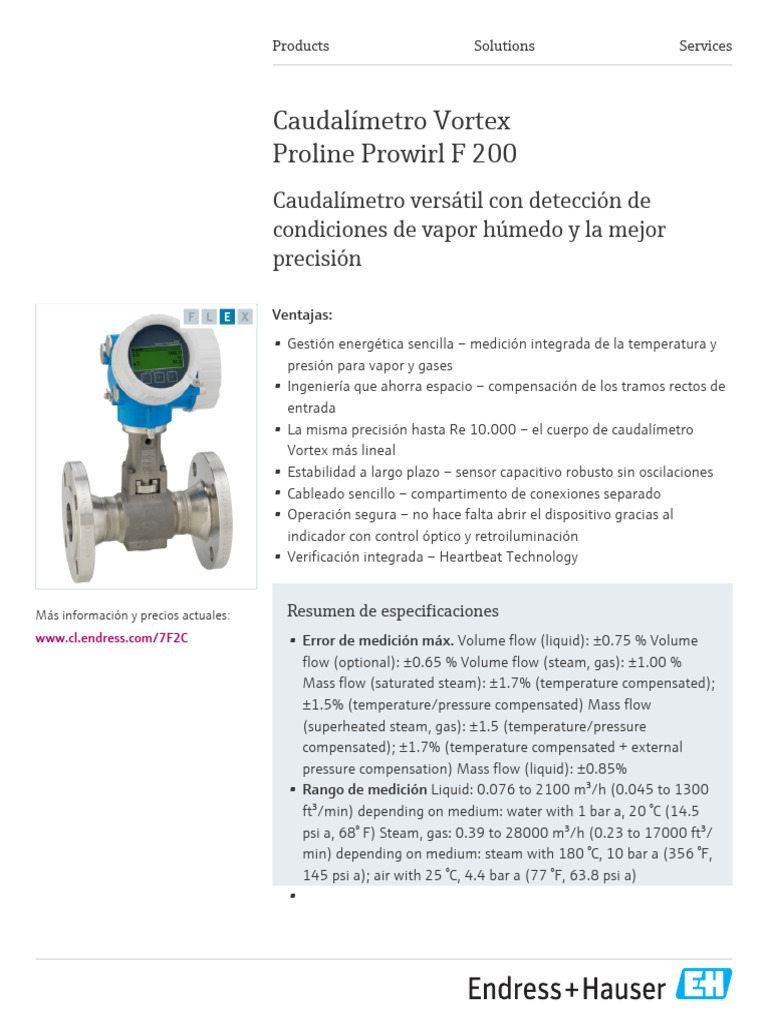 Endress-Hauser Proline Prowirl F 200 7F2C ES | PDF | Presión | Atmósfera