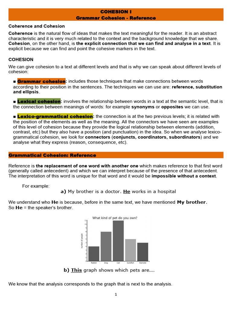 Cohesion 1 | PDF | Pronoun | Adjective