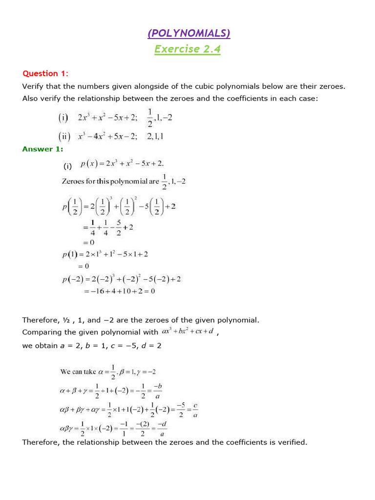 Excercise 2.4 | PDF | Factorization | Polynomial