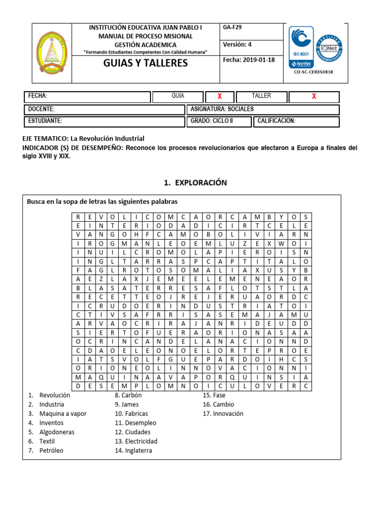 Sopa de Letras | PDF | Revolución industrial | Agricultura