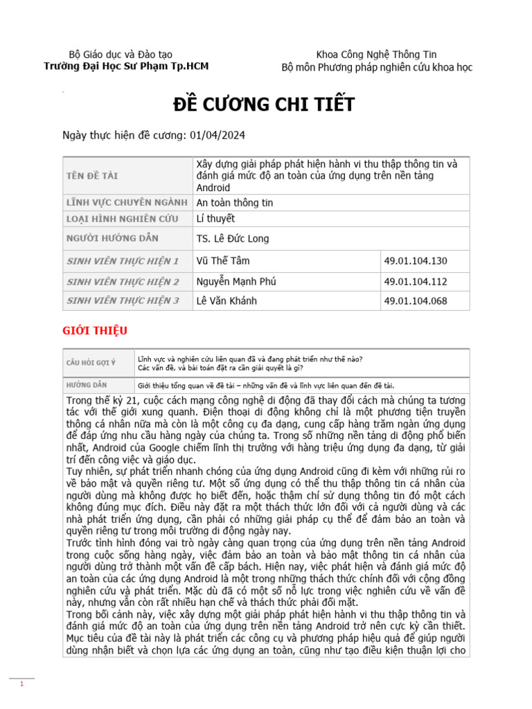 Mau de Cuong Chi Tiet (Vietnamese) | PDF