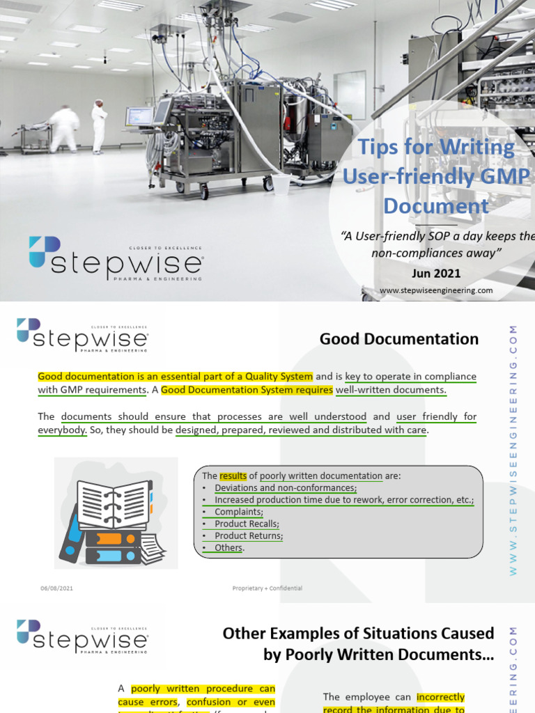 Tips For Writing User Friendly GMP Document | PDF | Business