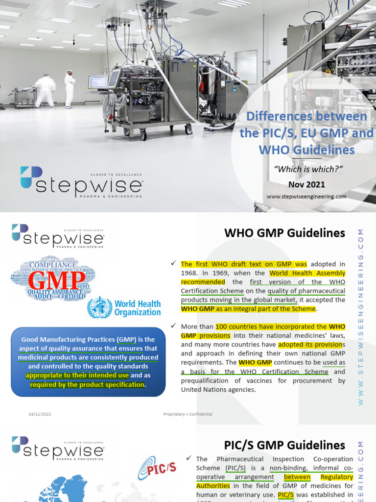 Differences Between The PICS EU GMP Guidelines and WHO Guidelines ...