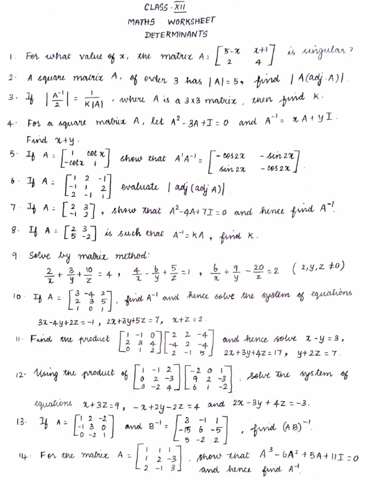 3x3 Matrix Determinants Worksheet | PDF | Teaching Methods & Materials