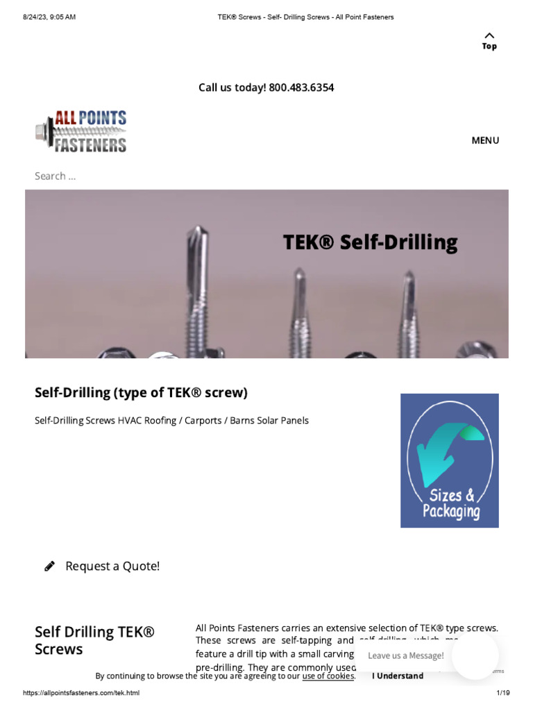 TEK® Screws - Self- Drilling Screws - All Point Fasteners | PDF | Screw ...