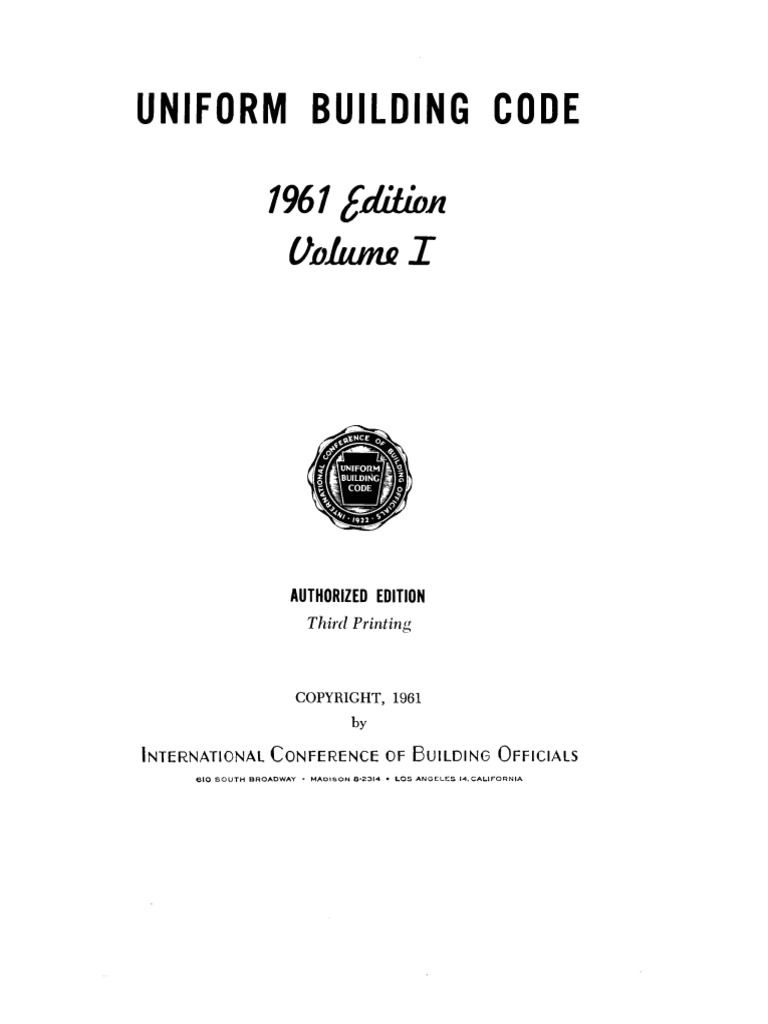 Uniform Building Code 1961 | PDF