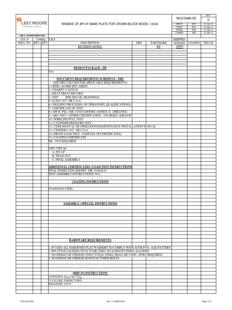 Sec. 8 Item 3.00 WQ15466-02.r0 | PDF | Screw | Mechanical Engineering