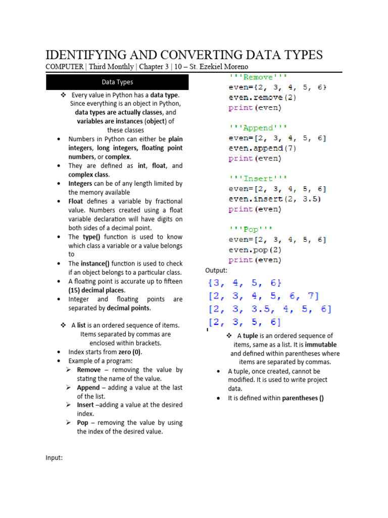 COMPUTER Grade 10 | PDF | Integer (Computer Science) | Data Type