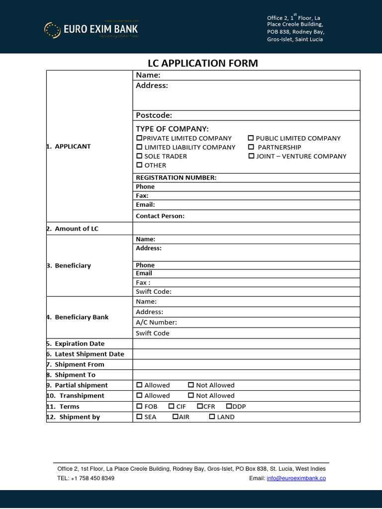 LC application form | PDF | Business | Business Law