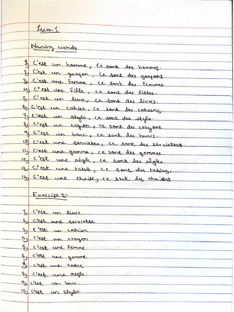 French lecon 1, 2 Exercises | PDF French lecon 1, 2 Exercises | PDF