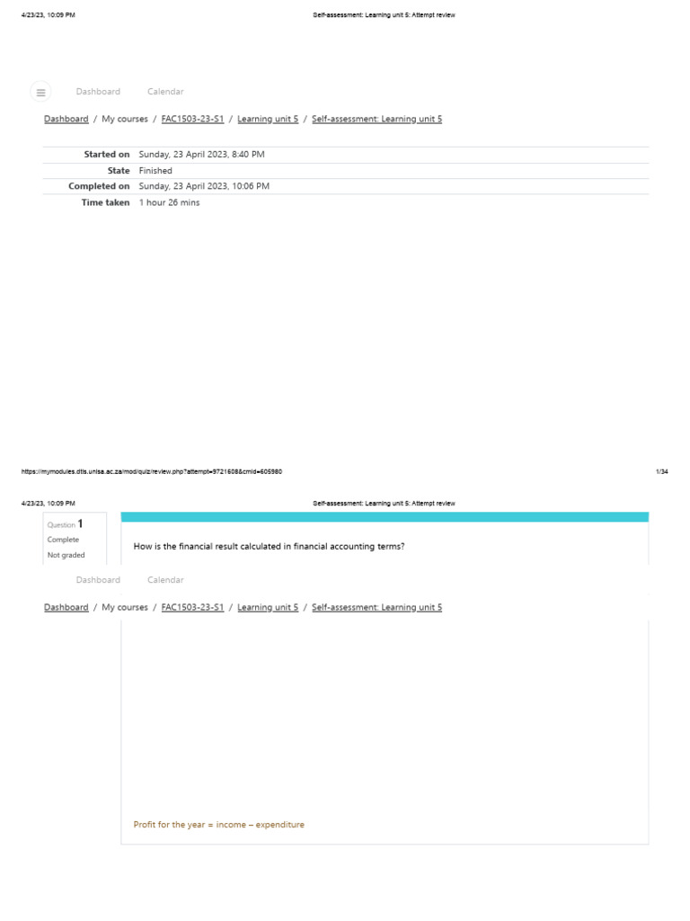 Self Assessment Learning Unit 5 Attempt Review Pdf Debits And