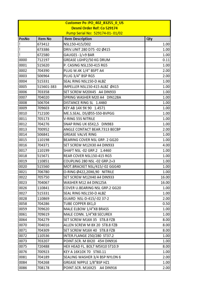 Part list | PDF | Equipment | Manufactured Goods