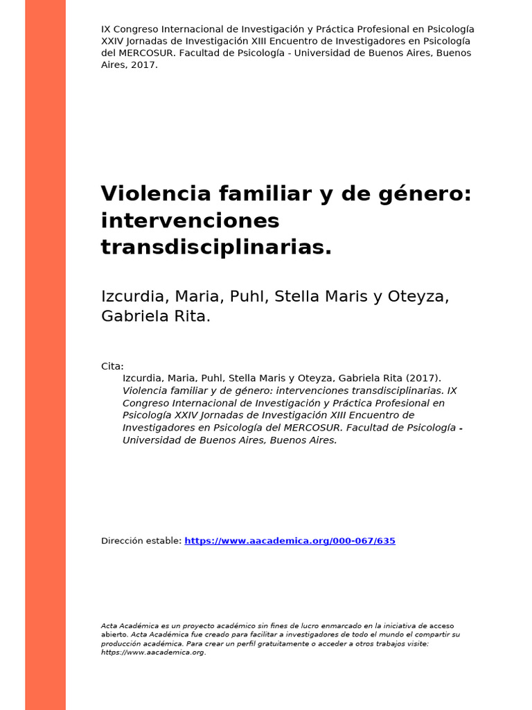 Izcurdia, Maria, Puhl, Stella Maris y (..) (2017) - Violencia Familiar ...