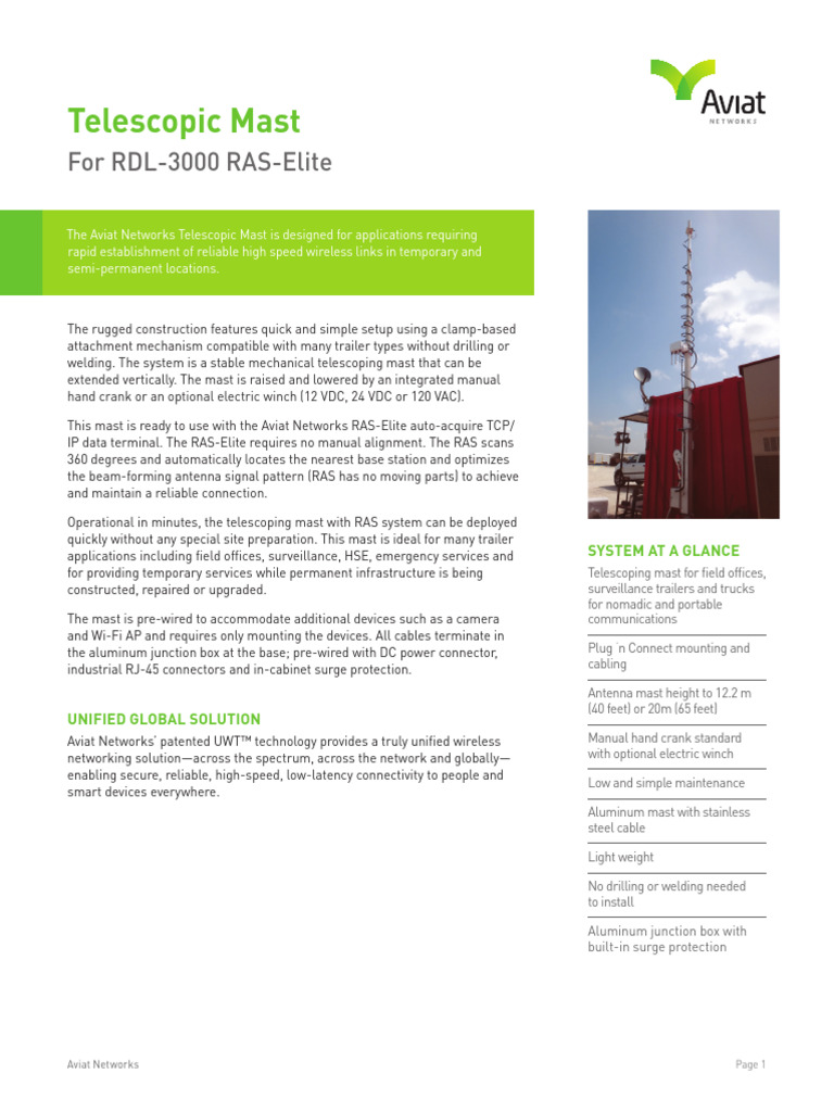 RDL-3000 Telescopic Mast Datasheet 2022-AUG-26 | PDF | Manufactured ...