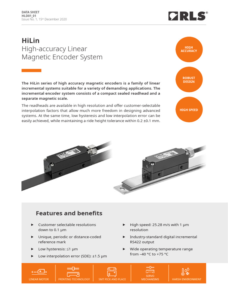 Data Sheet HiLin - High-Accuracy Linear Magnetic Encoder System | PDF | Electrical Connector ...