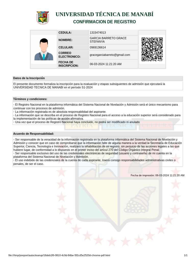 Confirmación de Inscripción UTM 2024 | PDF | Informática