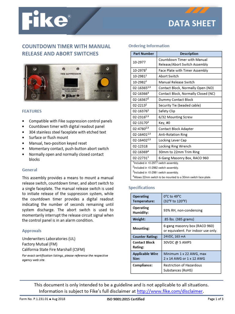Countdown Timer With Manual Release and Abort Switches | PDF | Switch ...
