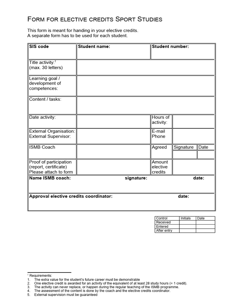 Elective-Credits Form | PDF