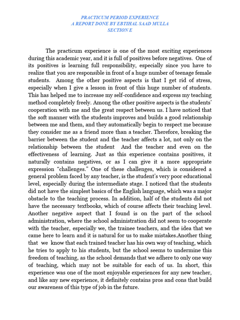 Insights from My Teaching Practicum | PDF | Teachers | Experience