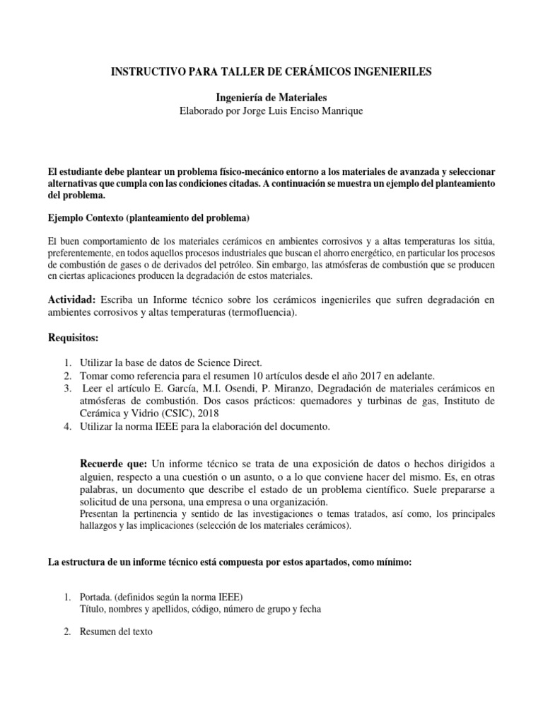 Instructivo Trabajo Final A-23 | PDF | Cerámica