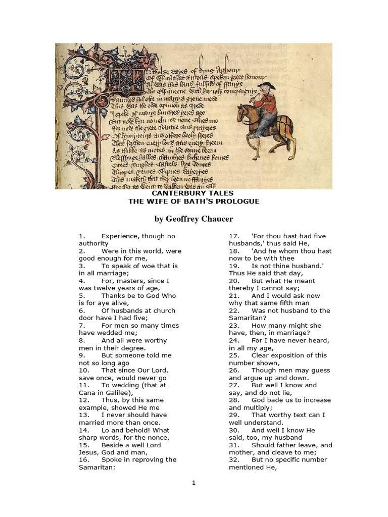 The Wife of Bath Prologue | PDF | Religion & Spirituality