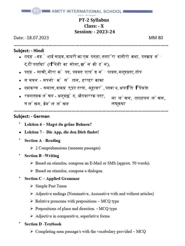 Mid Term Syllabus | PDF