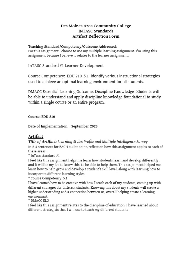 Intasc Standard 1-1 | Download Free PDF | Learning | Learning Styles