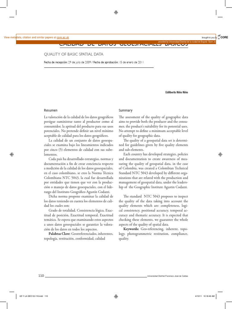 Calidad de Datos | PDF | Sistema de información geográfica | Mapa