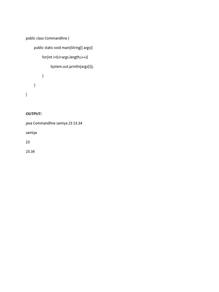 Public Class Commandline (Public Static Void Main (String Args) (For (Int I 0 I Args - Length ...