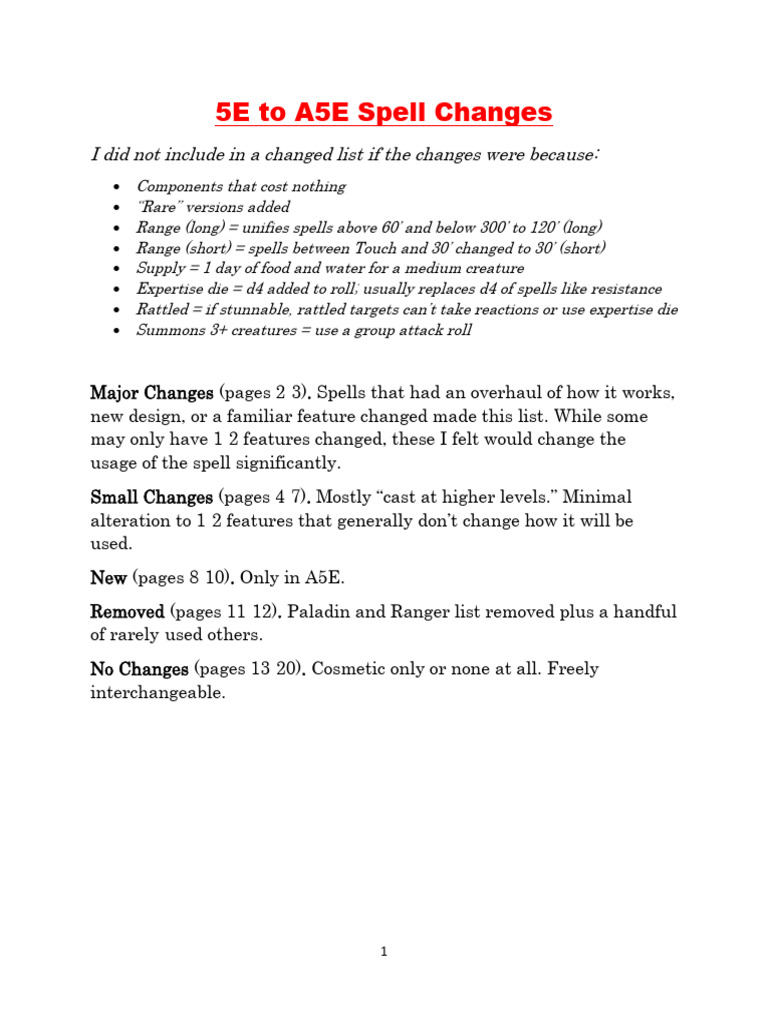 5E To A5E Spells | PDF | Games & Activities | History