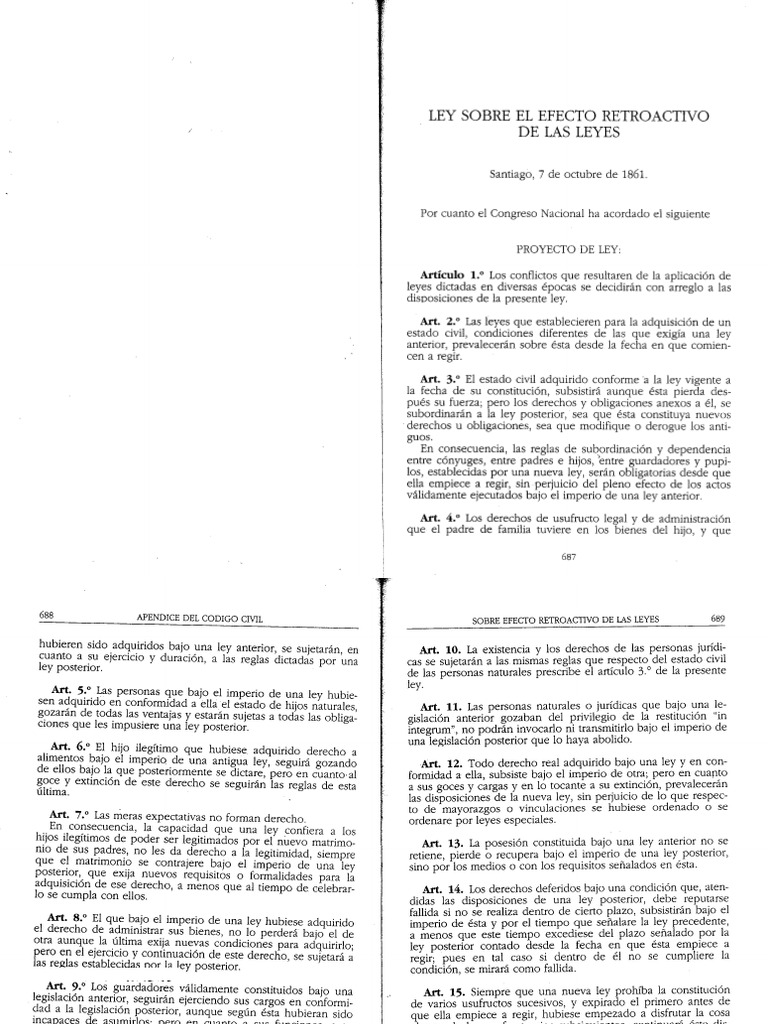 Ley Sobre Efecto Retroactivo de Las Leyes 1861 | PDF
