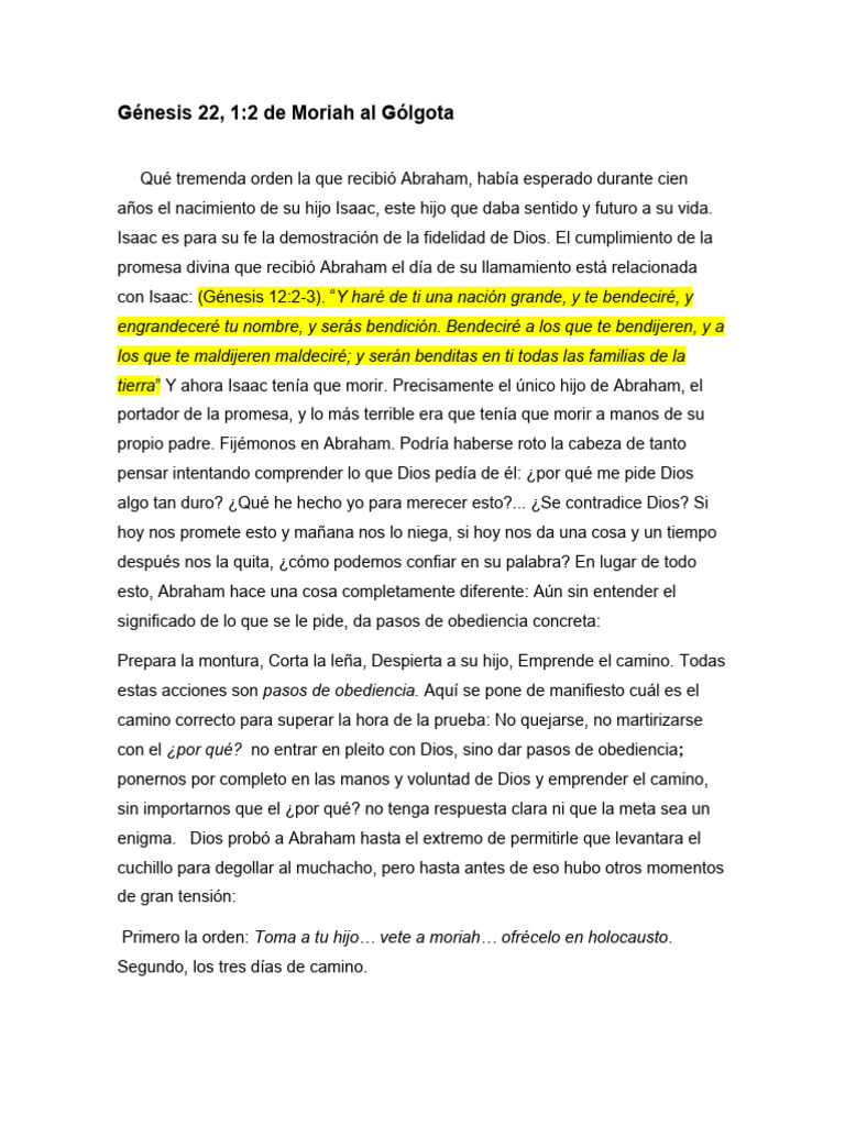 Génesis 22 1 2 de Moriah Al Gólgota | PDF | Abrahán | Amor