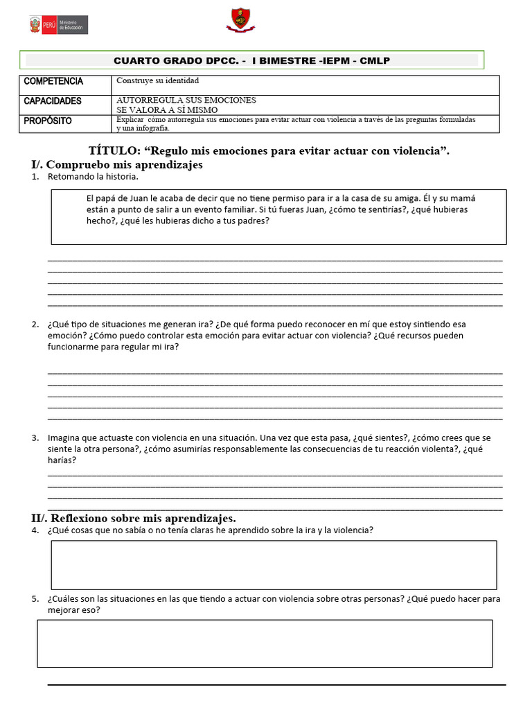 Ficha N 4 Autorregulo Mis Emociones Pdf Póster Las Emociones