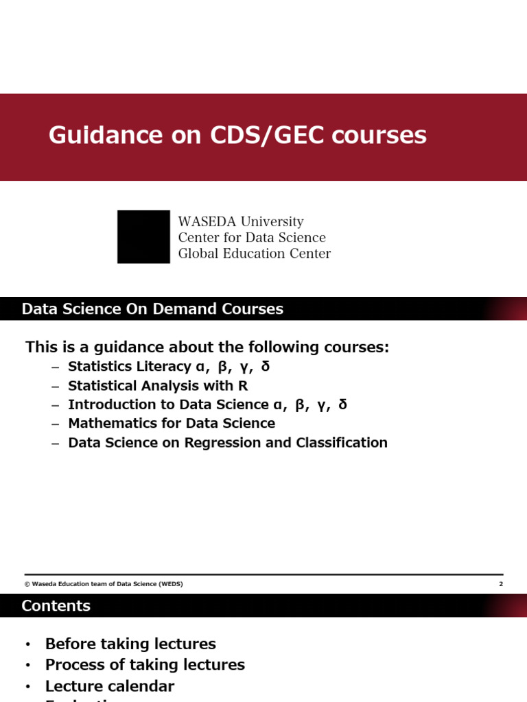 Guidance of CDS GEC Courses | PDF | Data Science | Learning