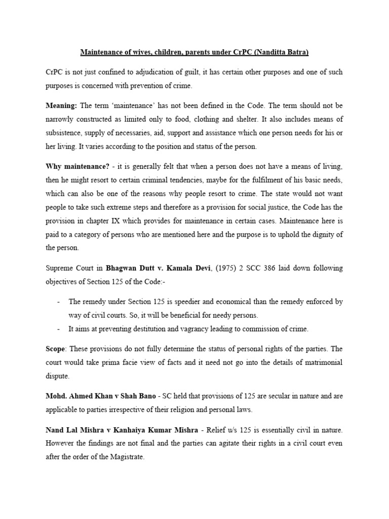 CrPC Maintenance Laws Explained | PDF | Marriage | Wife