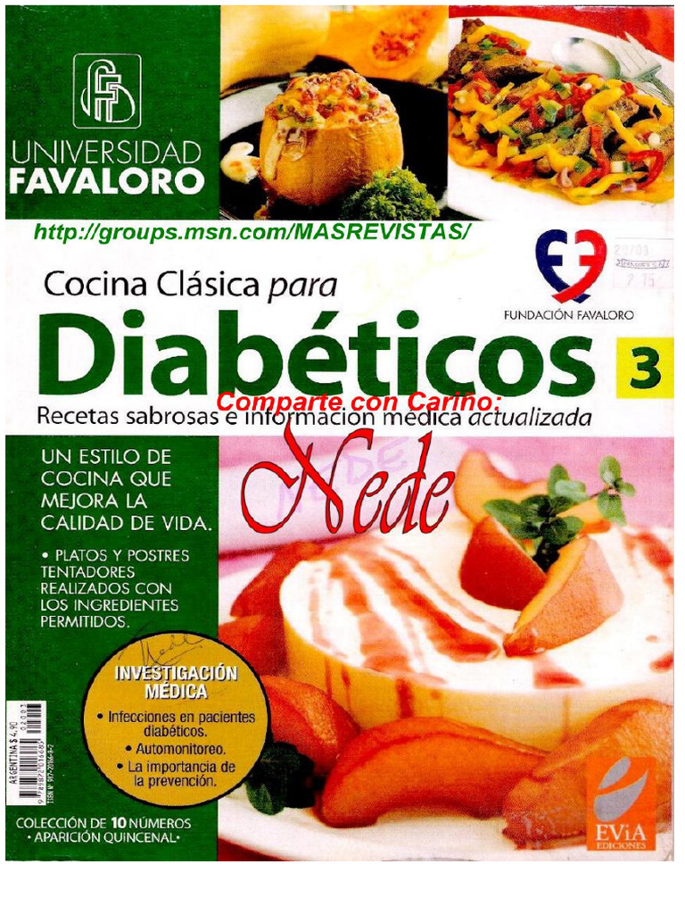 Cocina Clásica para Diabéticos #03 - Recetas e Información Médica - EVia Ediciones | PDF
