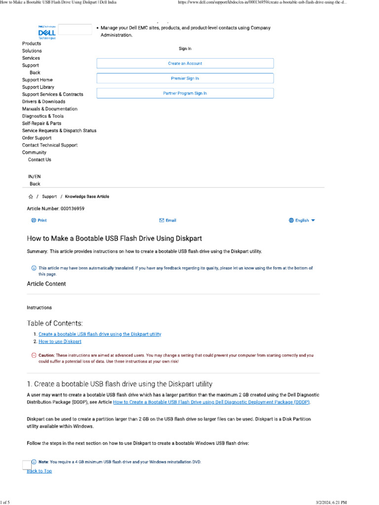 How To Make A Bootable USB Flash Drive Using Diskpart - Dell India ...