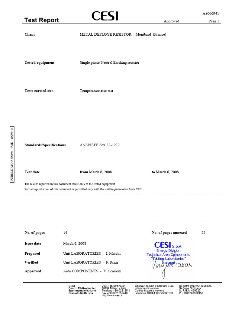 Temperature Rise Test | PDF | Electrical Resistance And Conductance ...