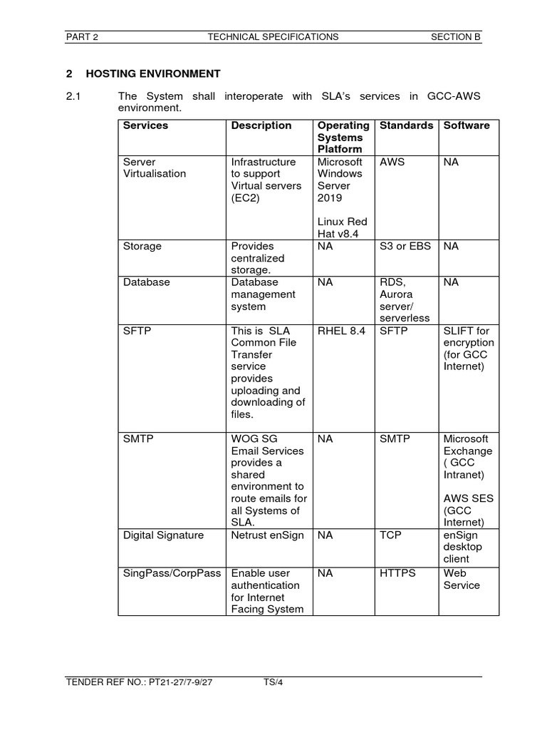 2 Hosting Environment: Technical Specifications Section B | PDF ...