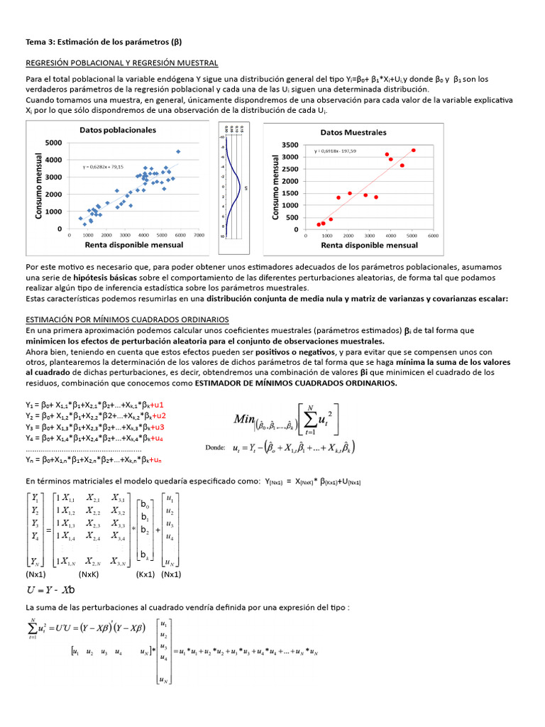 Tema 3 | PDF | Mínimos cuadrados ordinarios | Mínimos cuadrados