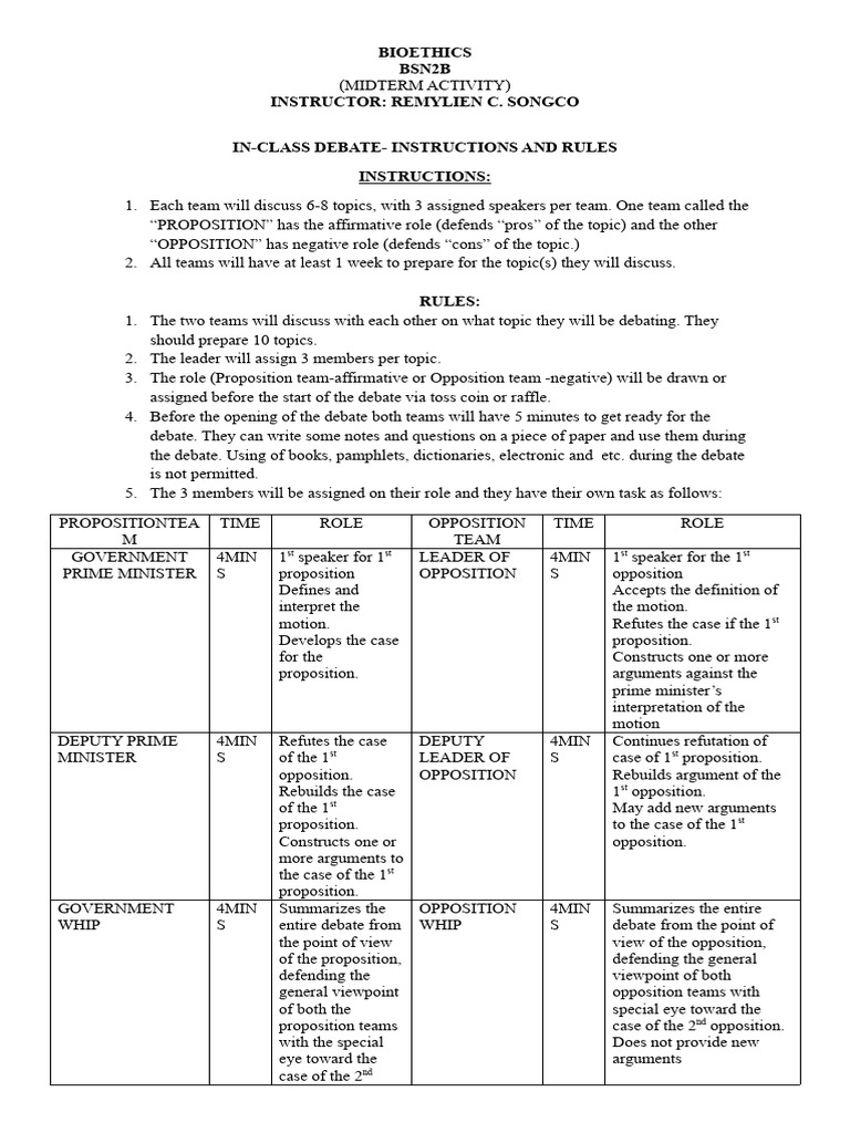 In Class Debate Rules and Regulation | PDF | Linguistics | Human ...