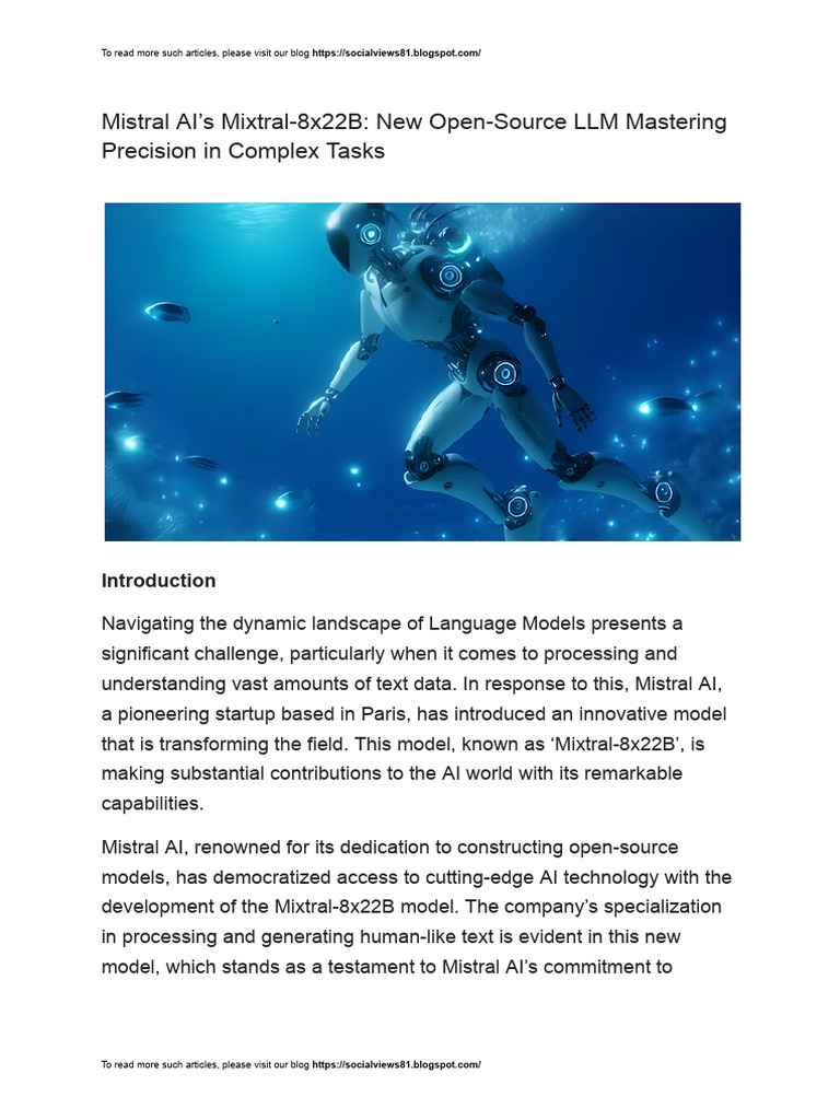 Mistral AI's Mixtral-8x22B: New Open-Source LLM Mastering Precision in Complex Tasks | PDF ...